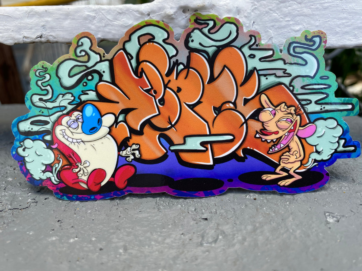 REN and stimpy die cut graffiti sticker – stylemechanics